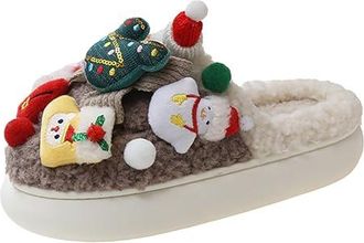 Generic Pantoufles de No&euml;l &agrave; enfiler pour homme et femme - Chaudes, pelucheuses, respirantes - L&eacute;g&egrave;res et d&eacute;contract&eacute;es - Chaussures dint&eacute;rieur et dext&eacute;rieur 