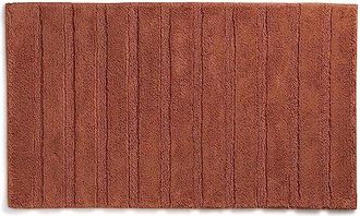 KELA Badematte rutschfest 60 x 100 x 1,6 cm MEGAN, Badezimmerteppich braun, waschbar, recycelte Baumwolle, Badvorleger in Hoch-/Tief-Design, terra