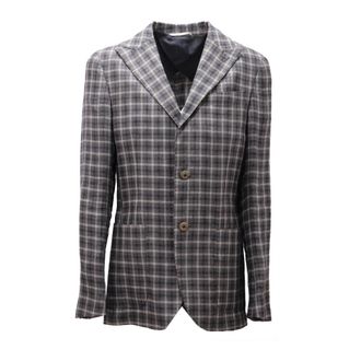 Liu Jo Karierte Leinenjacke Grau/Blau - - Jackets - Herren - Grau - XS