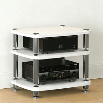 Generic HiFi Regal Heimkino-Audio-Rack-St&auml;nder mit 4 Regalen, multifunktionales stapelbares Audio-Komponenten-Rack mit sto&szlig;d&auml;mpfenden Fu&szlig;rasten, perfekt for H