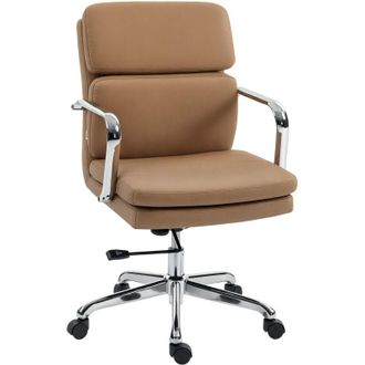 HOMCOM Chaise de bureau - HOMCOM - hauteur r&eacute;glable, dossier haut, pivotant &agrave; 360&deg; - cuir synth&eacute;tique - 61x67,5x100cm - marron