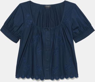 Kate Spade New York Kate Spade Broderie Anglaise Top f&uuml;r Frauen in Blazerblau, Gr&ouml;&szlig;e: Mittel | Baumwolle