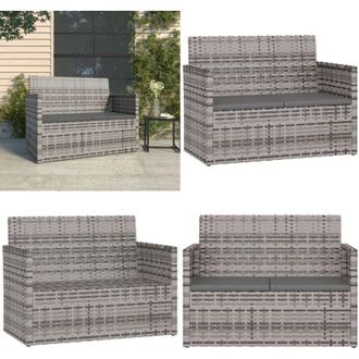 vidaXL Vidaxl - Gartenbank mit Kissen Grau 105 cm Poly Rattan - Gartenbank - Outdoor M&ouml;bel - Rattan Gartenm&ouml;bel - Balkonm&ouml;bel - Terrassentisch - Home &