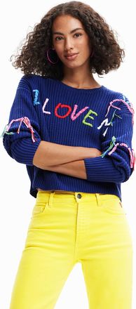 Desigual Womens JERS_I Love Sweatshirt, Blue, M
