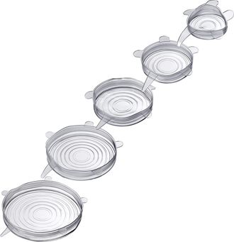 Westmark 5 Stretch-Frischhaltedeckel aus Silikon, für rund & eckig, wiederverwendbar, dehnbar, BPA-frei, klar, 23262260