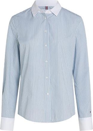 Tommy Hilfiger Blouse Femme Stripe Regular Shirt en Coton, Bleu (Ivy STP/Vessel Blue), 48