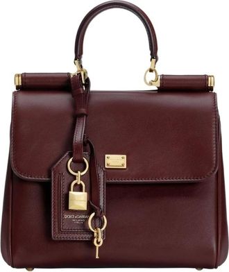 Dolce & Gabbana Femme, Sacs, Rouge, Taille: ONE Size Sac &agrave; main en cuir avec d&eacute;tail de cadenas