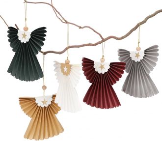 Guru Shop 5er Set Origami Weihnachtsschmuck, Weinachts Deko, Fensterdeko - Engel 15cm, 15x15x1 cm