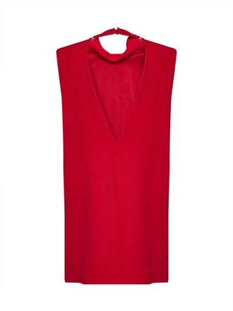 Valentino Draped Collar Silk Mini Dress - Red