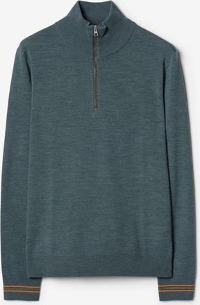 Burberry Pull semi-zipp&eacute; en laine avec rayures iconiques, Size: XS