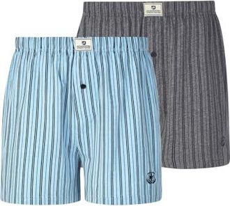 Jan Vanderstorm Lot de 2 boxers Thure pour homme, Bleu clair, gris fonc&eacute;, 5XL