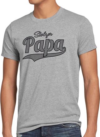 style3 Stolzer Papa Herren T-Shirt Vater Dad Spruchshirt Funshirt, Gr&ouml;&szlig;e:M, Farbe:Grau meliert