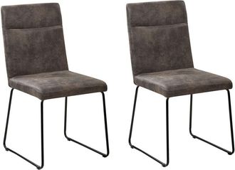 Beliani Esszimmerstuhl 2er Set Dunkelgrau Polsterbezug Metallbeine Modern