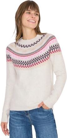 Cecil 3017060 Pull en Tricot &agrave; Motifs, Eggshell Melange, XXL Femme