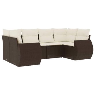 vidaXL Vidaxl - Set Divano Da Giardino 6 Pz Con Cuscini Marrone In Polyrattan