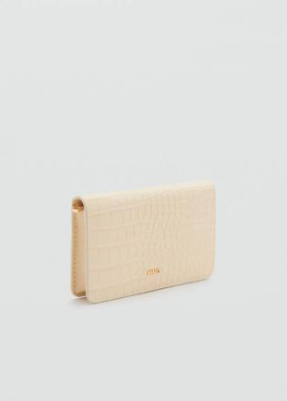 Mango Portefeuille moyen effet croco &eacute;cru - Femme - Taille unique - MANGO