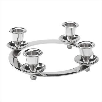 NKlaus Kerzenleuchter Ø 20cm Kerzenständer rund ür Kerzen Ø 2cm Messing vernickelt Adventskranz Dekoration Tafelkerzen Stabkerzen 2900