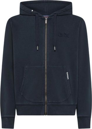 Sun 68 Homme, Sweatshirts et sweats &agrave; capuche, Bleu, Taille: L Sweat &agrave; capuche Zip Vintage Broken