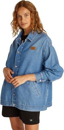 Calvin Klein Veste en Jean Femme Denim Overshirt Oversized, Bleu (Denim Light), XL