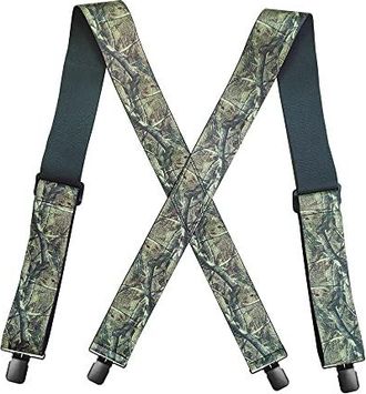 Generic Bretelles larges de 5,1 cm pour homme de haute qualit&eacute;, bretelles de camouflage et bretelles confortables, Camouflage &eacute;corce, taille unique