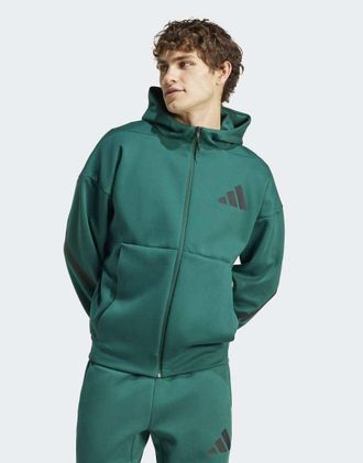 adidas adidas Performance - Z.n.e. - Veste de surv&ecirc;tement zipp&eacute;e &agrave; capuche - Vert universitaire