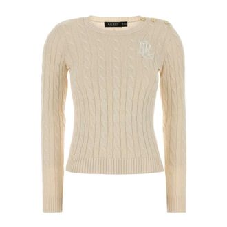 Polo Ralph Lauren Femme, Pulls, Blanc, Taille: 38 FR Pull en maille torsad&eacute;e &agrave; boutons
