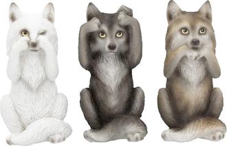 Nemesis Now B4472N9 DREI weise Wölfe, 10 cm, Harz, Grau, Einheitsgröße