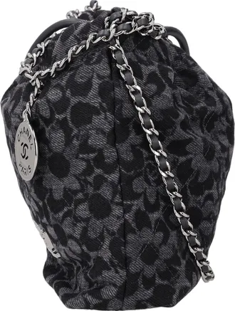 Chanel 22 Mini Denim Shoulder Bag - Black