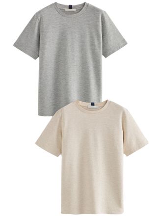 Next Damen T-Shirts in Schwerer Qualit&auml;t, 2er-Pack Hafermehl 48