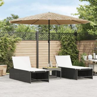 vidaXL Vidaxl - Parasol de jardin avec led et m&acirc;t en acier marron 324x324x247cm