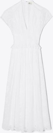 Tory Burch Damen Baumwollkleid mit Lochstickerei