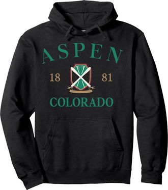 Trendy Apparel Aspen Colorado 1881 Sheild Crest Emblem Pullover Hoodie