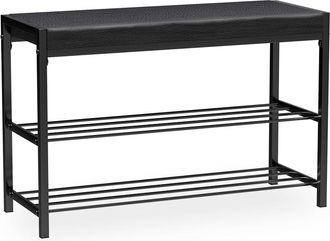 Vicco Schuhbank Borneo, Sitzbank mit Stauraum, Schwarz, 80 x 52 cm