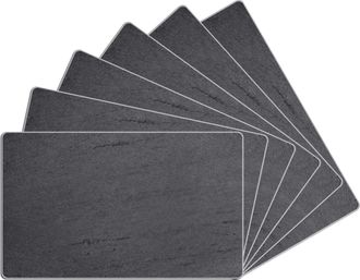 Wallario 6er Set Fr&uuml;hst&uuml;cksbrettchen aus Glas, Glasunterlage, Glasbrettchen Schwarze Schiefertafel Optik - Steintafel, Gr&ouml;&szlig;e 14 x 23 cm, Sicherheitsglas