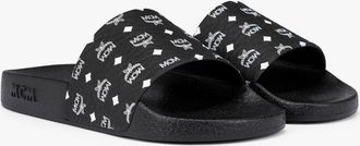 MCM Slides mit Monogramm-Print BLACK RUBBER