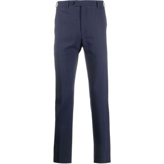 Canali Homme, Pantalons, Bleu, Taille: 2XL Pantalon de Costume Bleu Foncé Coupe Slim en Laine