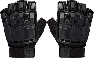 Lioobo Special Forces Taktische Halbfinger-Paintball-Handschuhe Begabte Outdoor-Ausrüstung verformte magische Lederschutz-Schutzhandschuh (Schwarz, XL)