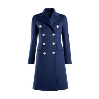 Loro Piana Femme, Manteaux, Bleu, Taille: 36 FR Manteau crois&eacute; chef-doeuvre en tissu