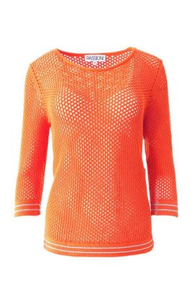 Passioni 3/4 Arm-Pullover mit Lurexstreifen mit Rundhalsausschnitt