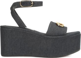 Sergio Rossi logo-plaque platform sandals - Blau