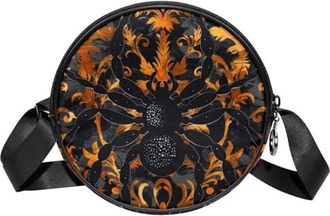 Generic Petit sac &agrave; bandouli&egrave;re Circle pour femme, sac &agrave; bandouli&egrave;re dHalloween avec fermeture &eacute;clair, bretelles r&eacute;glables, sac &agrave; main rond d&eacute;contract&eacute; pour f