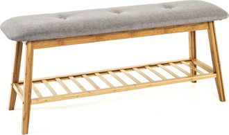 Haku Möbel Schuhbank Bambus, grau, Bambus, Textilgewebe - Maße: B 100 cm x H 44 cm x T 30 cm, Style: Bohemian