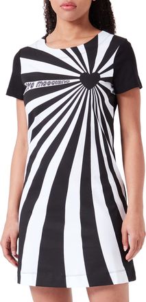 Love Moschino Short-Sleeved A-line Dress in 30/1 Cotton Jersey, Customized with Spiral Water Panel Print on Front