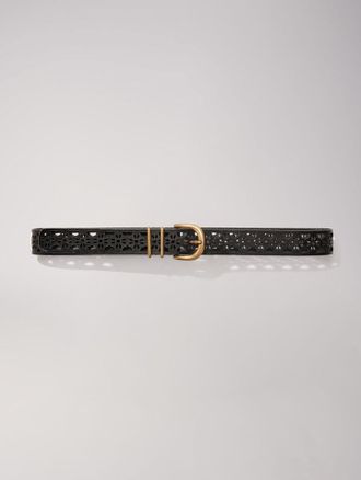 Maje Ceinture En Cuir D&eacute;tail Fleurs - Noir - Taille 1 - Maje