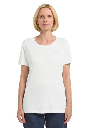 Jack Wolfskin T-Shirt JACK WOLFSKIN TECH T W, Damen, Gr. L (42/44), wei&szlig; (starkwei&szlig;), Obermaterial: 100% POLYESTER, Shirts T-Shirt