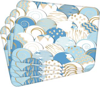 MG Design Set aus 4 Kork-Platzsets - Mermaid Scales 1 - 30 x 40 cm - hitzebeständig & abwischbar, mit Korkrückseite