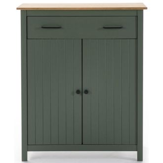 PEGANE Meuble de rangement, meuble dappoint en pin massif d&eacute;cor cir&eacute; ch&ecirc;ne et vert - Longueur 90 x Profondeur 40 x Hauteur 110 cm -PEGANE