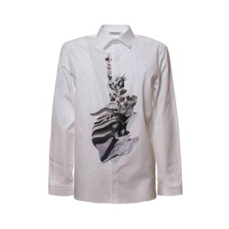 Neil Barrett Baumwollhemd mit Muster - - Shirts - Herren - Wei&szlig; - M