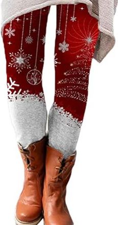 Onsoyours Femmes Pantalons Noël Imprimé Élastique Collants dhiver pour Femme Motif de Noël Slim Casual Leggings Chauds Hiver Leggings A15 M