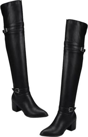 Beaupretty TOYANDONA Bottes Longues au-Dessus du Genou pour Femme Bottes DAutomne Hiver &agrave; Talon &Eacute;pais Couleur Noire Taille 39 Semelle Antid&eacute;rapante Chaudes et Co